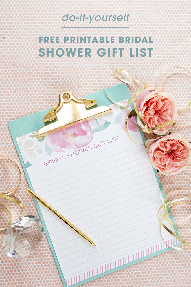 Print This Darling Floral Bridal Shower Gift List For FREE 